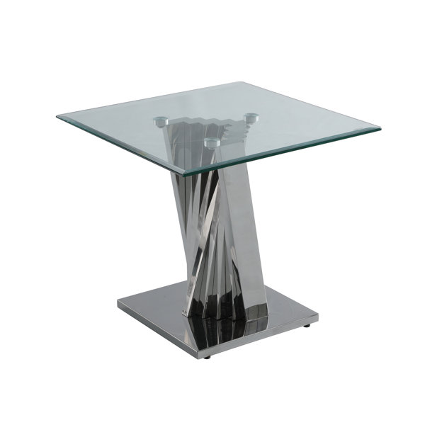 Mercer41 Anmol 22'' Tall Glass Pedestal End Table | Wayfair